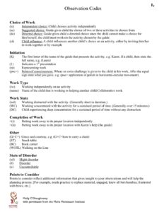 Observation Codes - Montessori Center of Minnesota